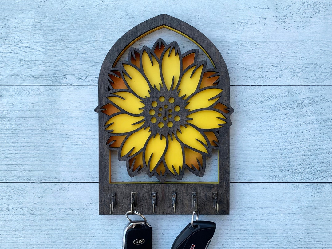 Sunflower Key Hanger Wall Plaque | Wall Key Holder | Housewarming Gift ...