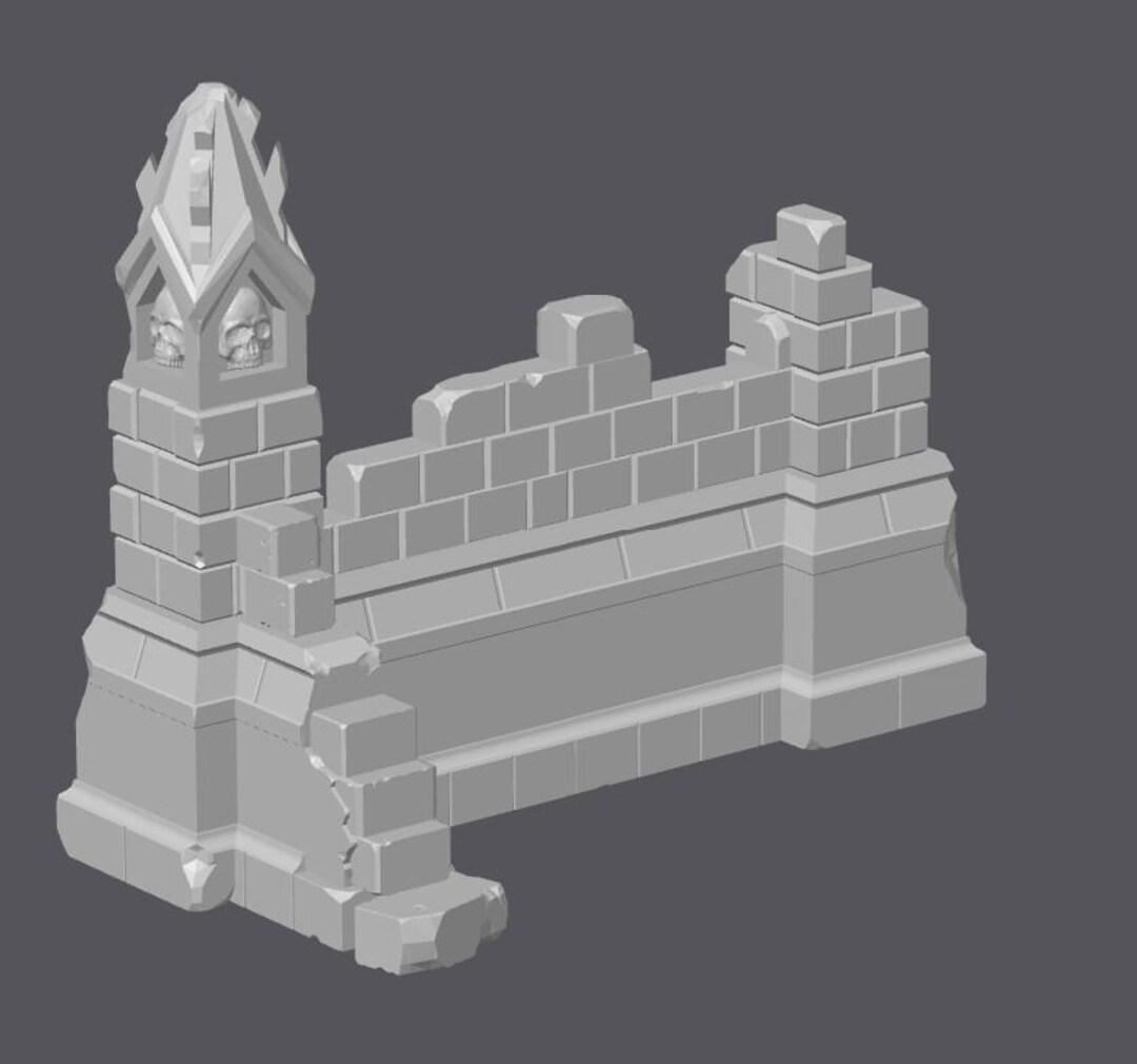Gothic Outer Wall Terrain | Medieval Castle Wall Section | 3D Printed ...