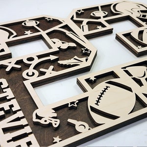 Football Wooden Letters & Numbers Sign- Sports, Football, Team ...