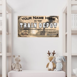 Train Depot Personalized Wooden Sign - Etsy