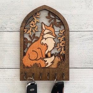 Fox Sitting Key Hanger Wall Plaque | Wall Key Holder | Housewarming ...