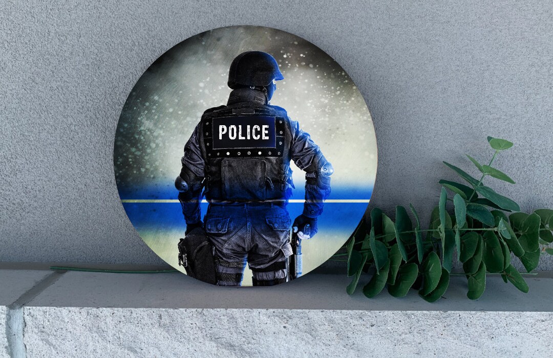 Police Officer With Blue Line Wooden Sign- Police, Officer, Law, Law ...