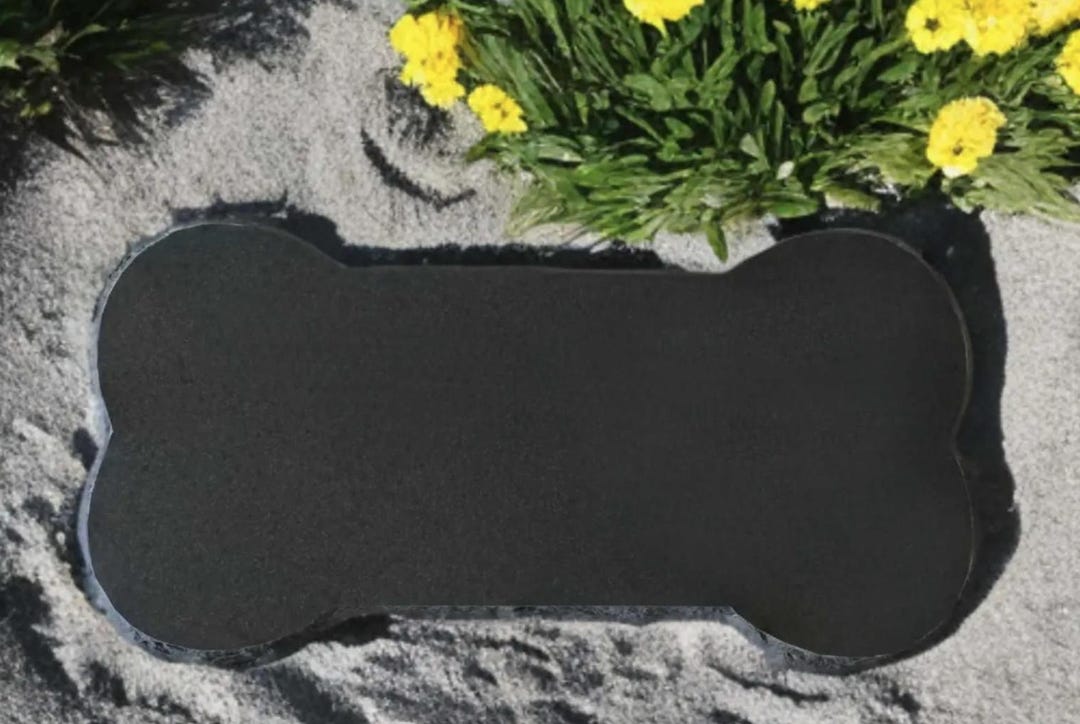 Dog Bone Pet Memorial, Black Granite Dog Memorial Stone, Headstone, Memorial Stone, Garden ...