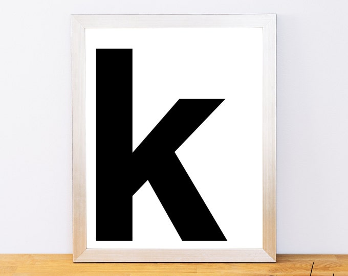 Lowercase Letter K Typography Print Printable Monogram - Etsy