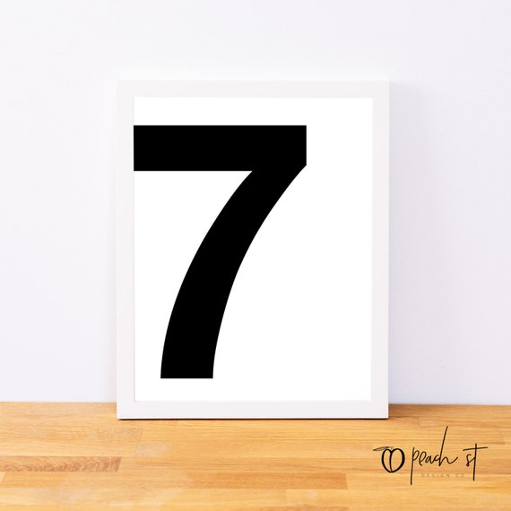 Number 7 Typography Print Letter Print Printable Number | Etsy