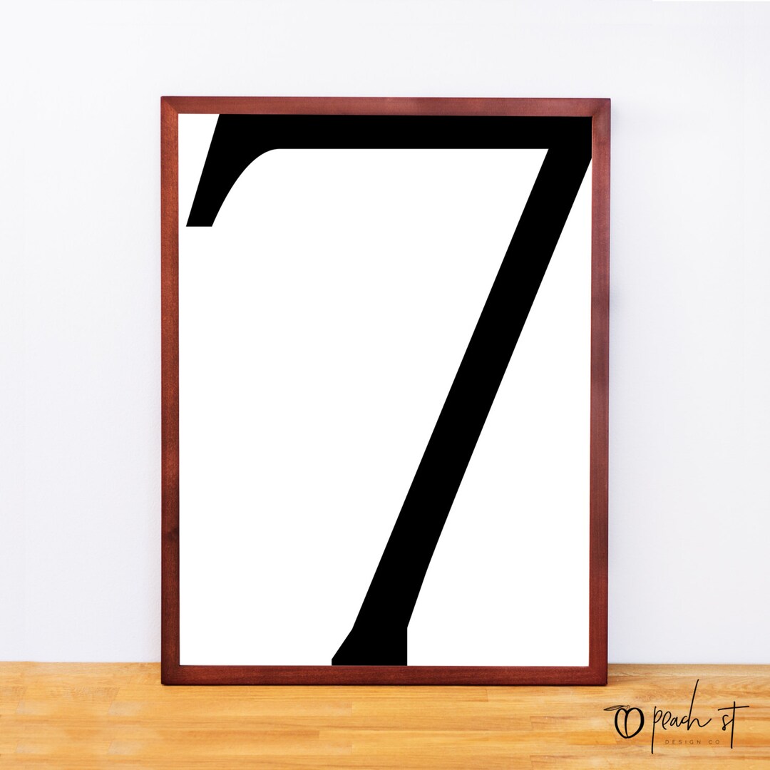 Serif Number 7, Typography Print, Letter Print, Printable Monogram ...