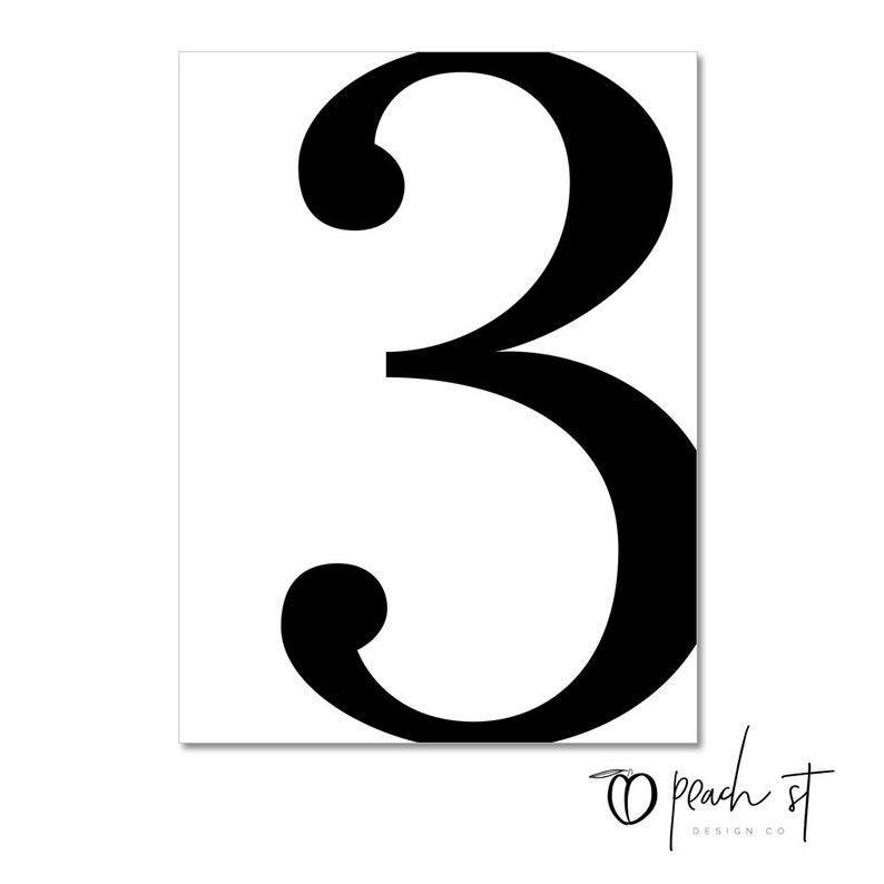 Serif Number 3, Typography Print, Letter Print, Printable Monogram ...