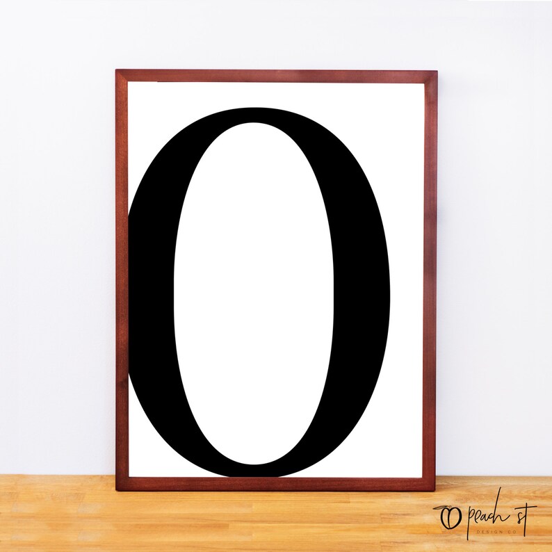 Serif Number 0, Typography Print, Letter Print, Printable Monogram ...