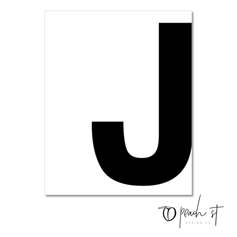 Letter J, Typography Print, Letter Print, Printable Monogram, Printable ...