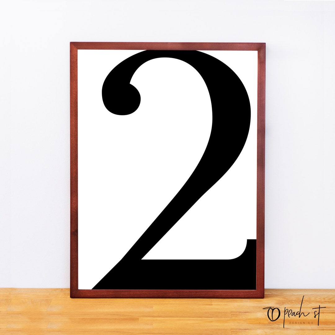 Serif Number 2, Typography Print, Letter Print, Printable Monogram ...