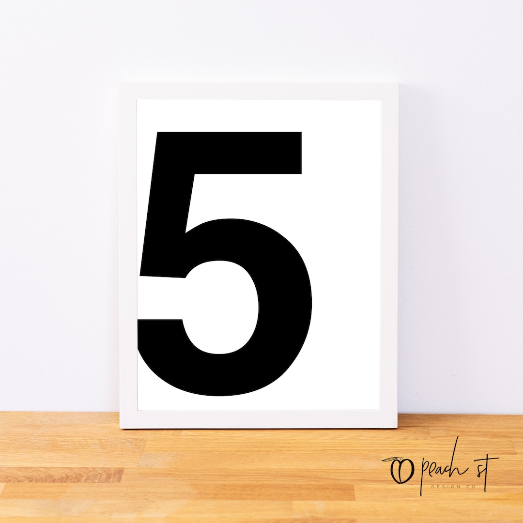 Number 5, Typography Print, Letter Print, Printable Number, Printable ...