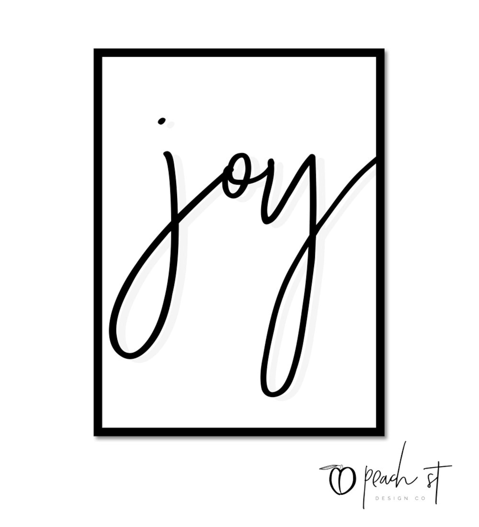 Joy, Typography Print, Lettering, Printable Quote, Black and White Wall ...