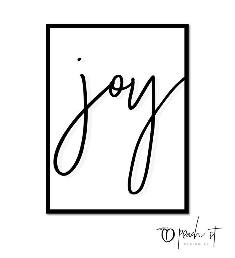 Joy, Typography Print, Lettering, Printable Quote, Black and White Wall ...