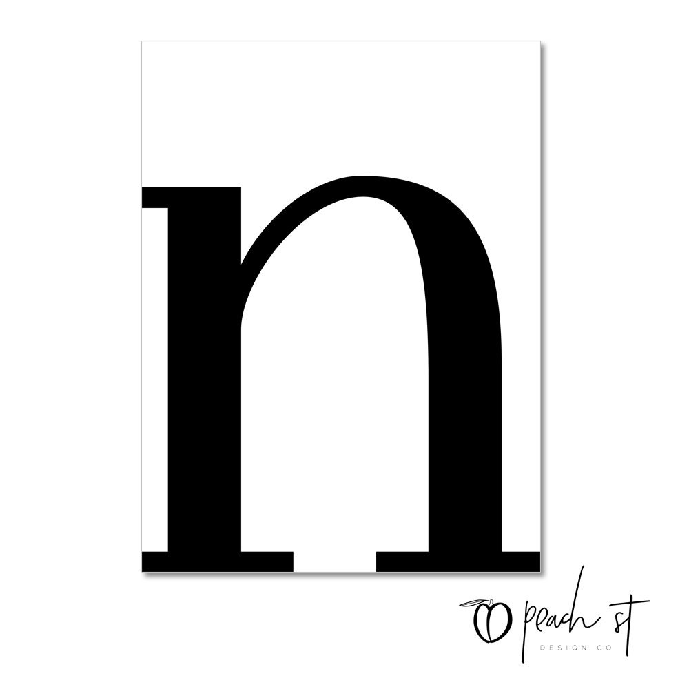 Serif Letter N, Typography Print, Letter Print, Printable Monogram ...
