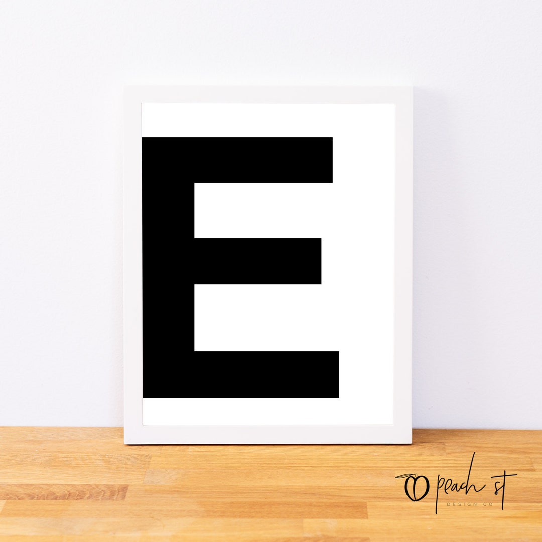 Letter E, Typography Print, Letter Print, Printable Monogram, Printable ...