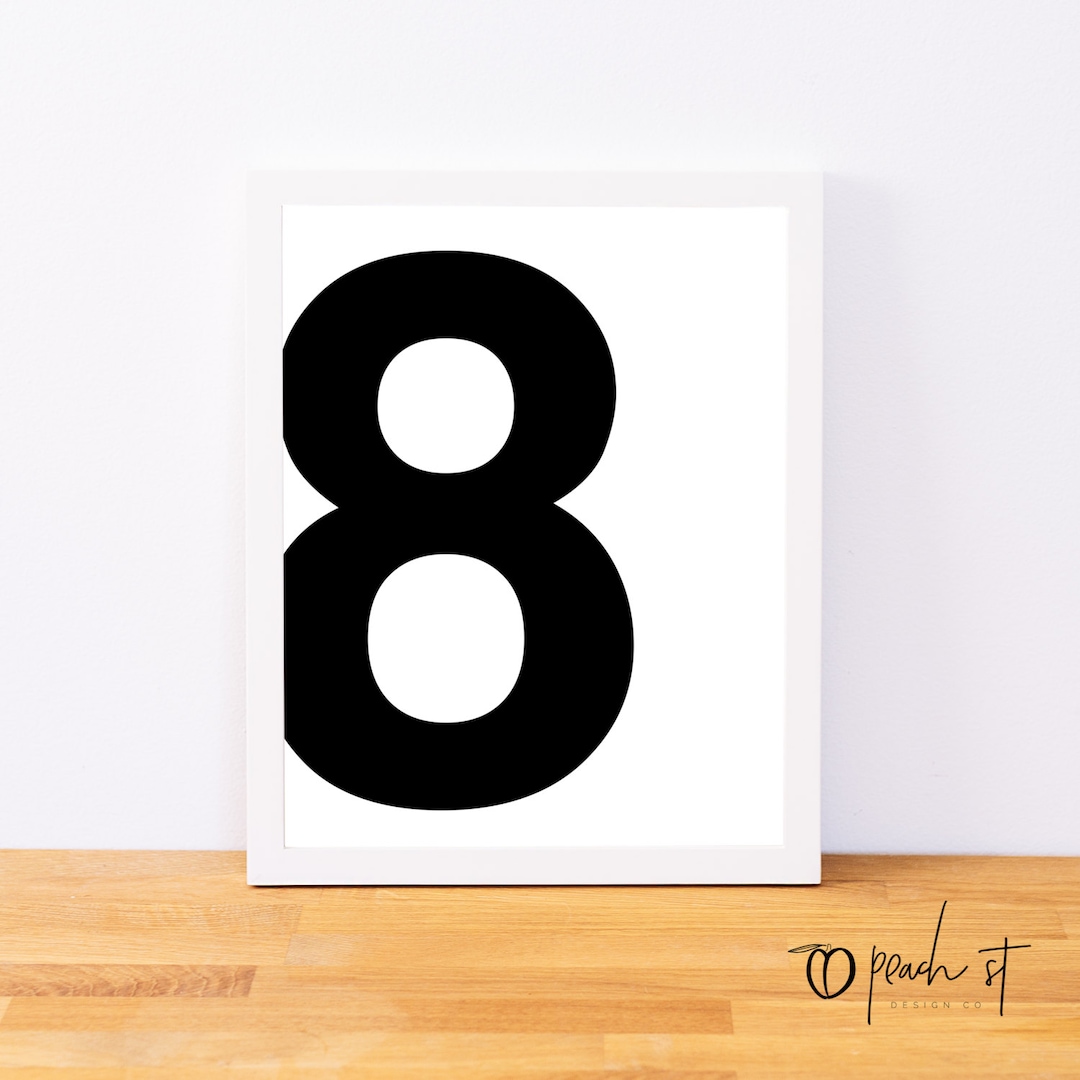 Number 8, Typography Print, Letter Print, Printable Number, Printable ...