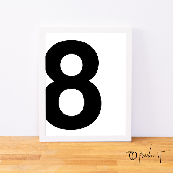 Number 8 Typography Print Letter Print Printable Number | Etsy
