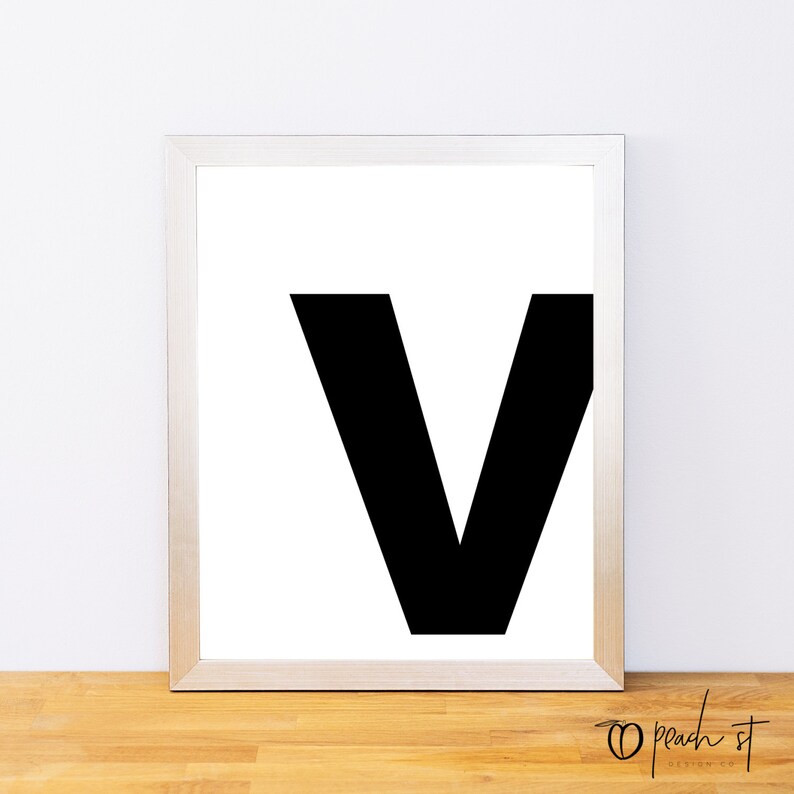 Lowercase Letter V, Typography Print, Printable Monogram, Printable Art ...