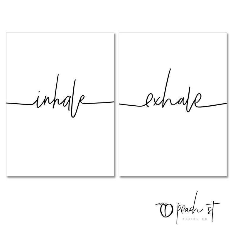 Inhale Exhale, Typography Print, Lettering, Printable Quote, Black and ...