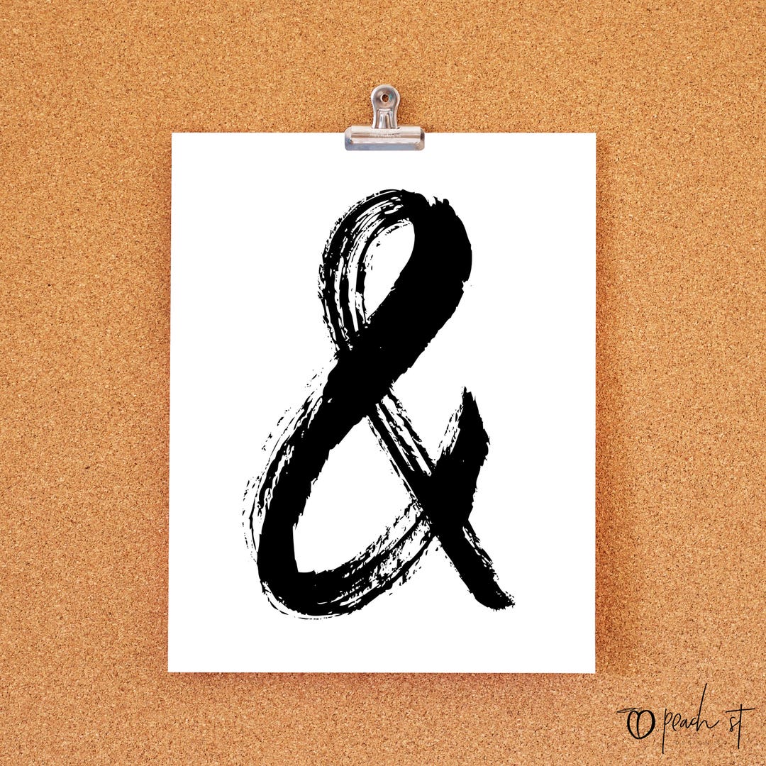 Ampersand, &, Brush Script, Typography Print, Printable Monogram ...