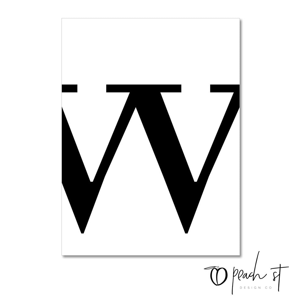 Serif Letter W, Typography Print, Letter Print, Printable Monogram ...