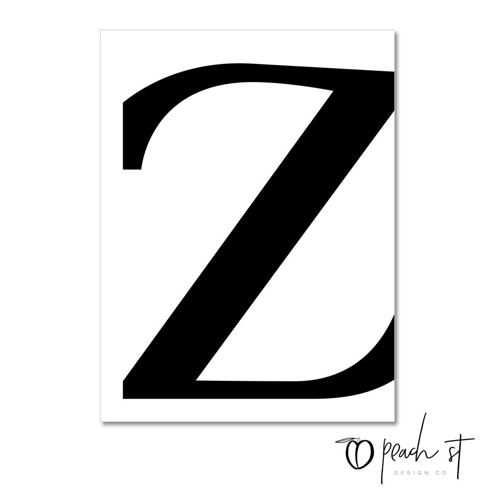 Serif Letter Z, Typography Print, Letter Print, Printable Monogram ...