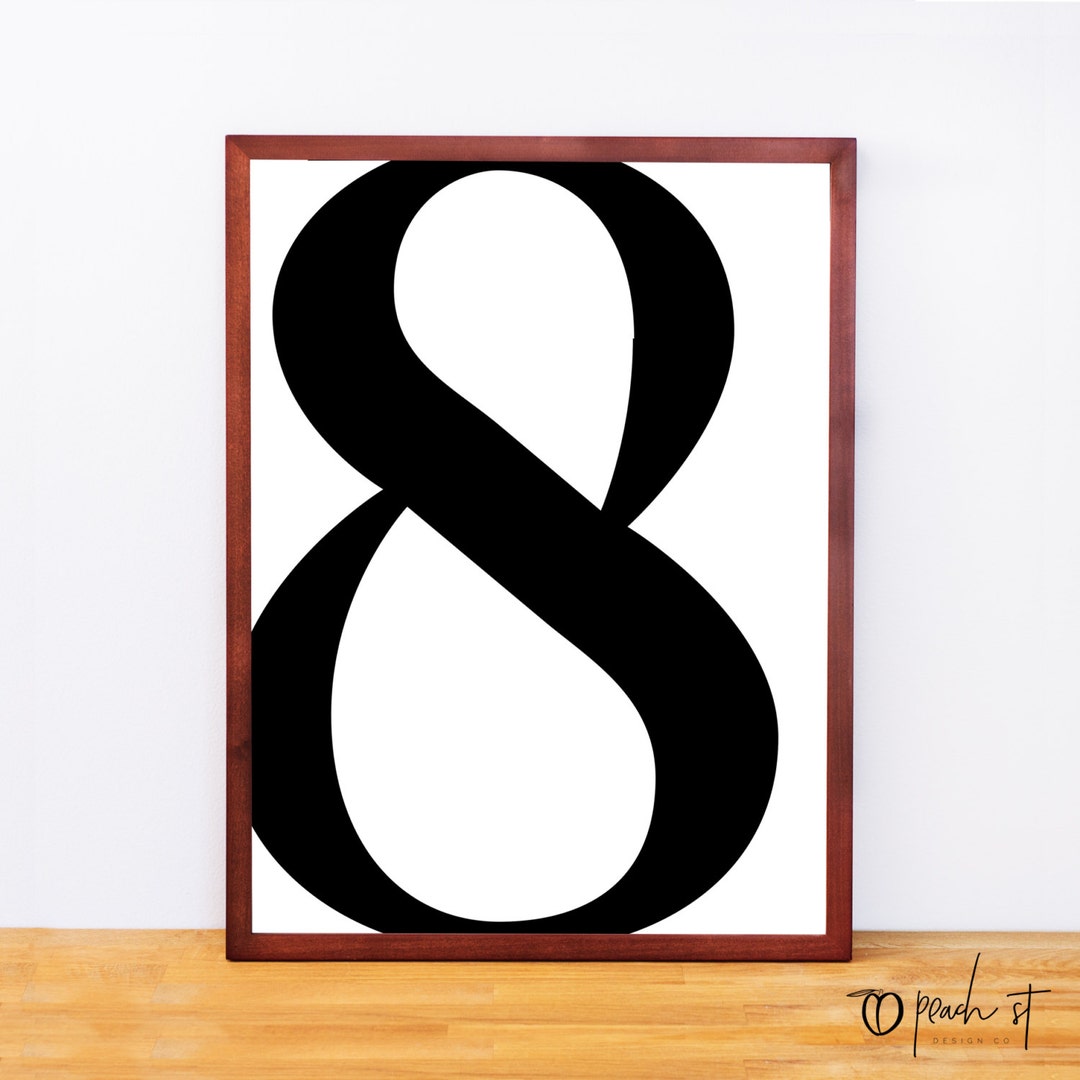 Serif Number 8, Typography Print, Letter Print, Printable Monogram ...