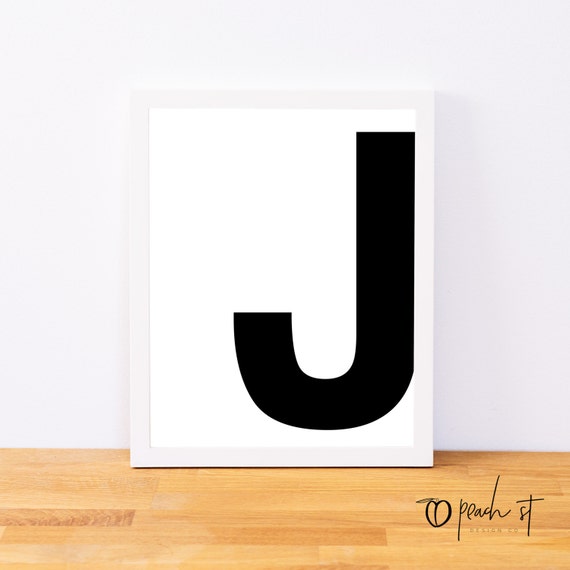 Letter J Typography Print Letter Print Printable Monogram | Etsy