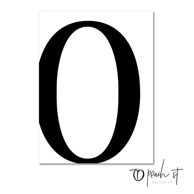 Serif Number 0, Typography Print, Letter Print, Printable Monogram ...