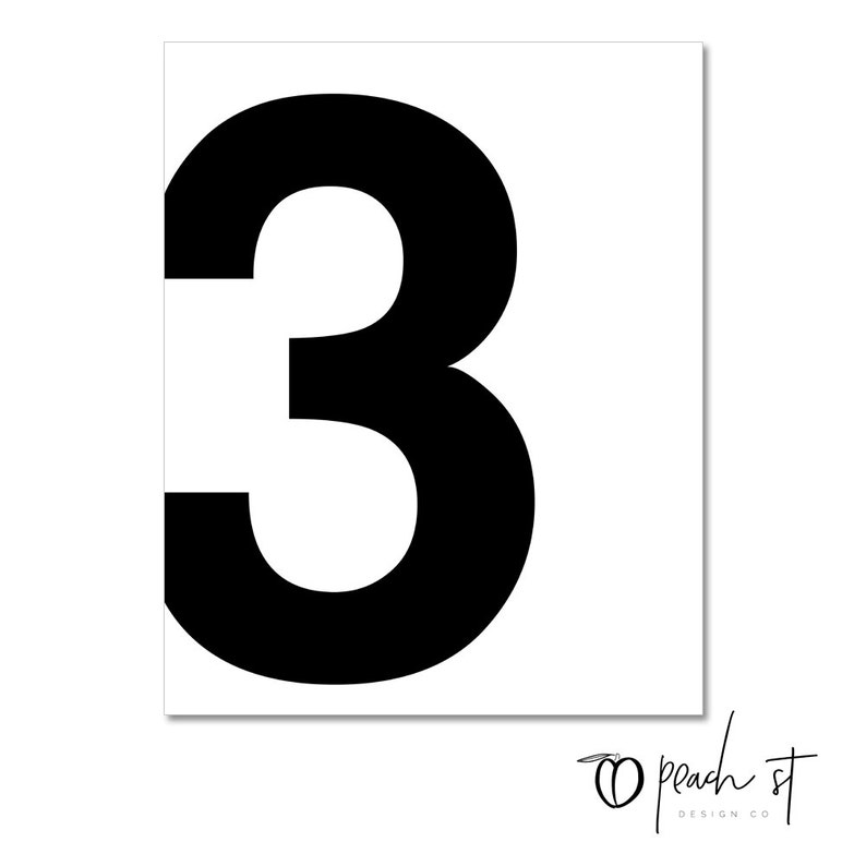 Number 3, Typography Print, Letter Print, Printable Number, Printable ...