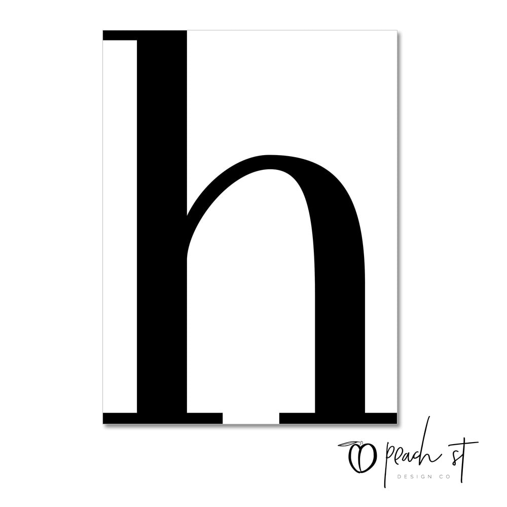 Serif Letter H, Typography Print, Letter Print, Printable Monogram ...