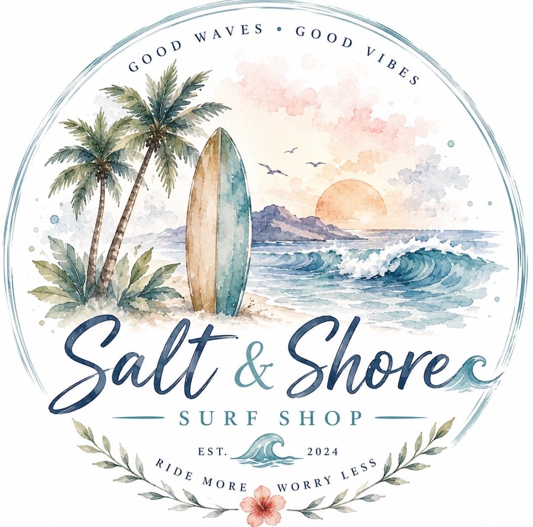 Custom Watercolour Logo Design | Brand Style | Surf Shop Logo - Etsy