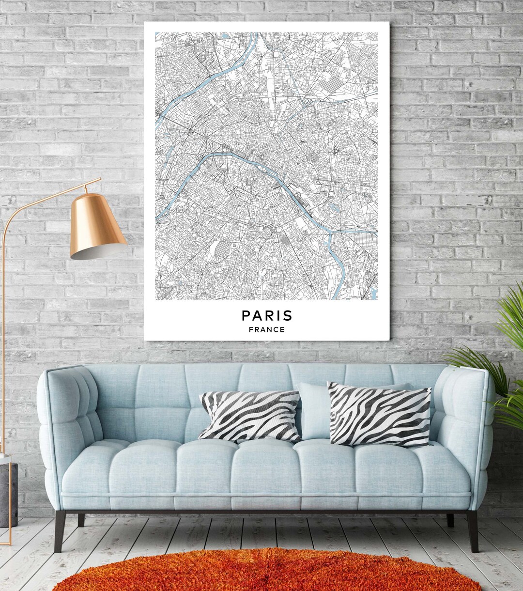 Paris France Map Poster Download 11x14" Wall Art Poster | City Maps ...