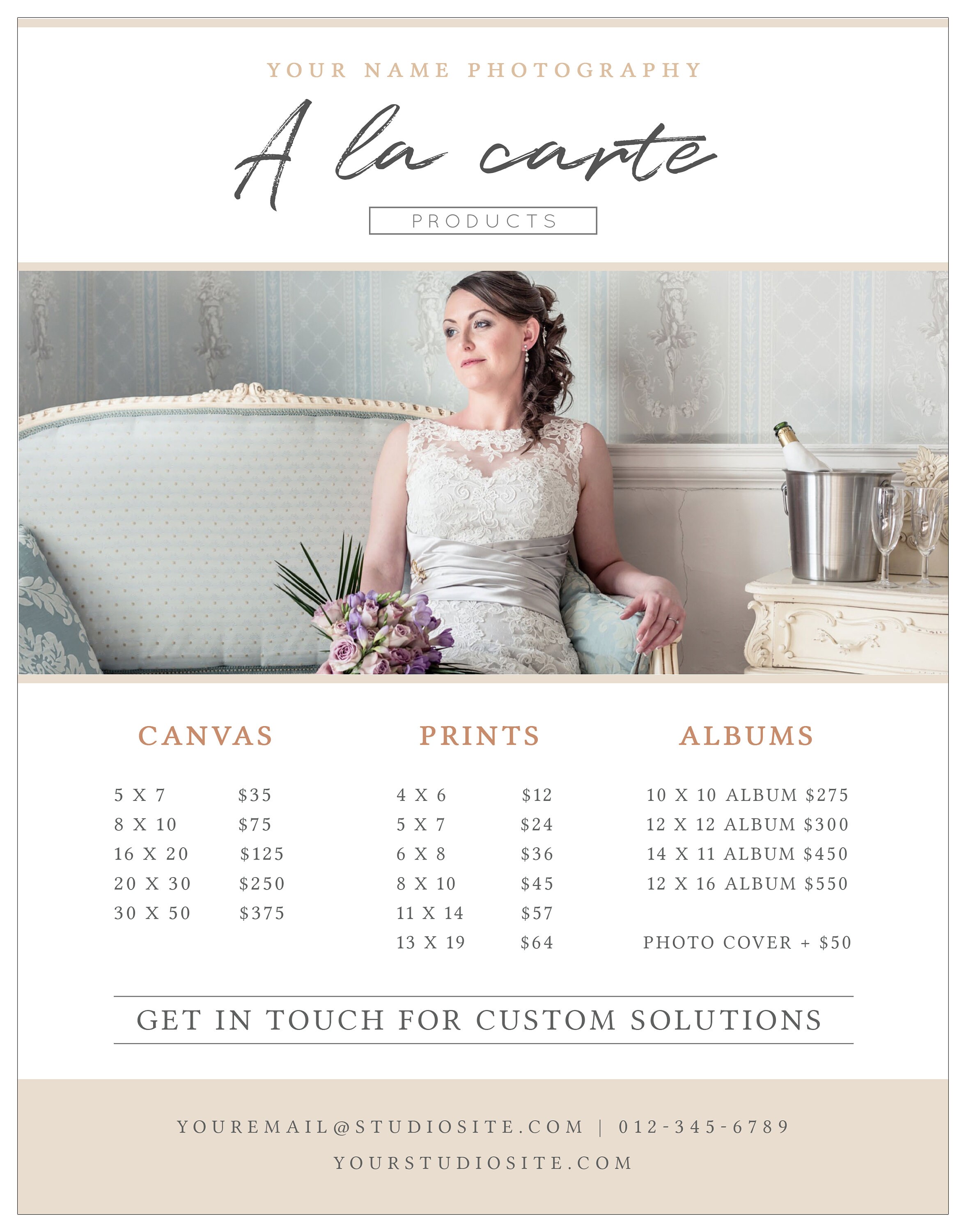 Wedding Photography Pricing Guide Template + A La Carte Menu List, for ...