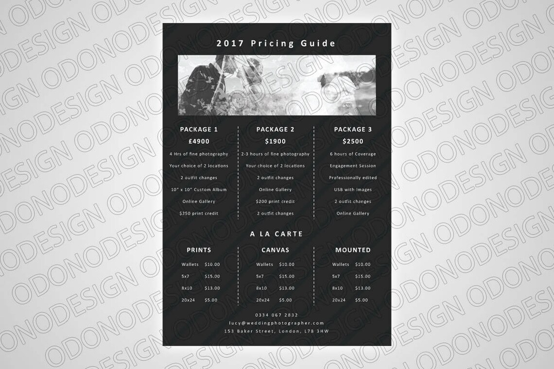 Printable Artwork Photography Pricing Template - Price Guide List for ...