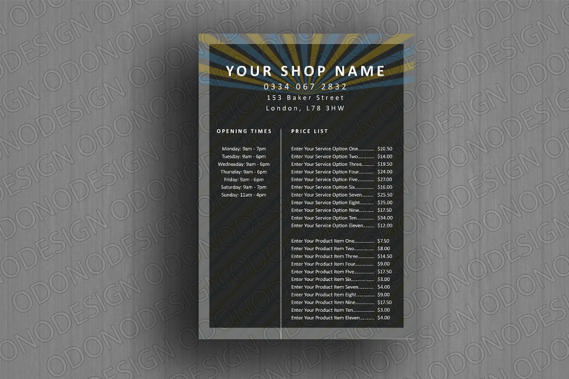 Shop Price List Artwork Template for Your Online or Bricks and Mortar ...