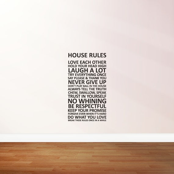 Items similar to House rules vinyl wall stickers decals on Etsy