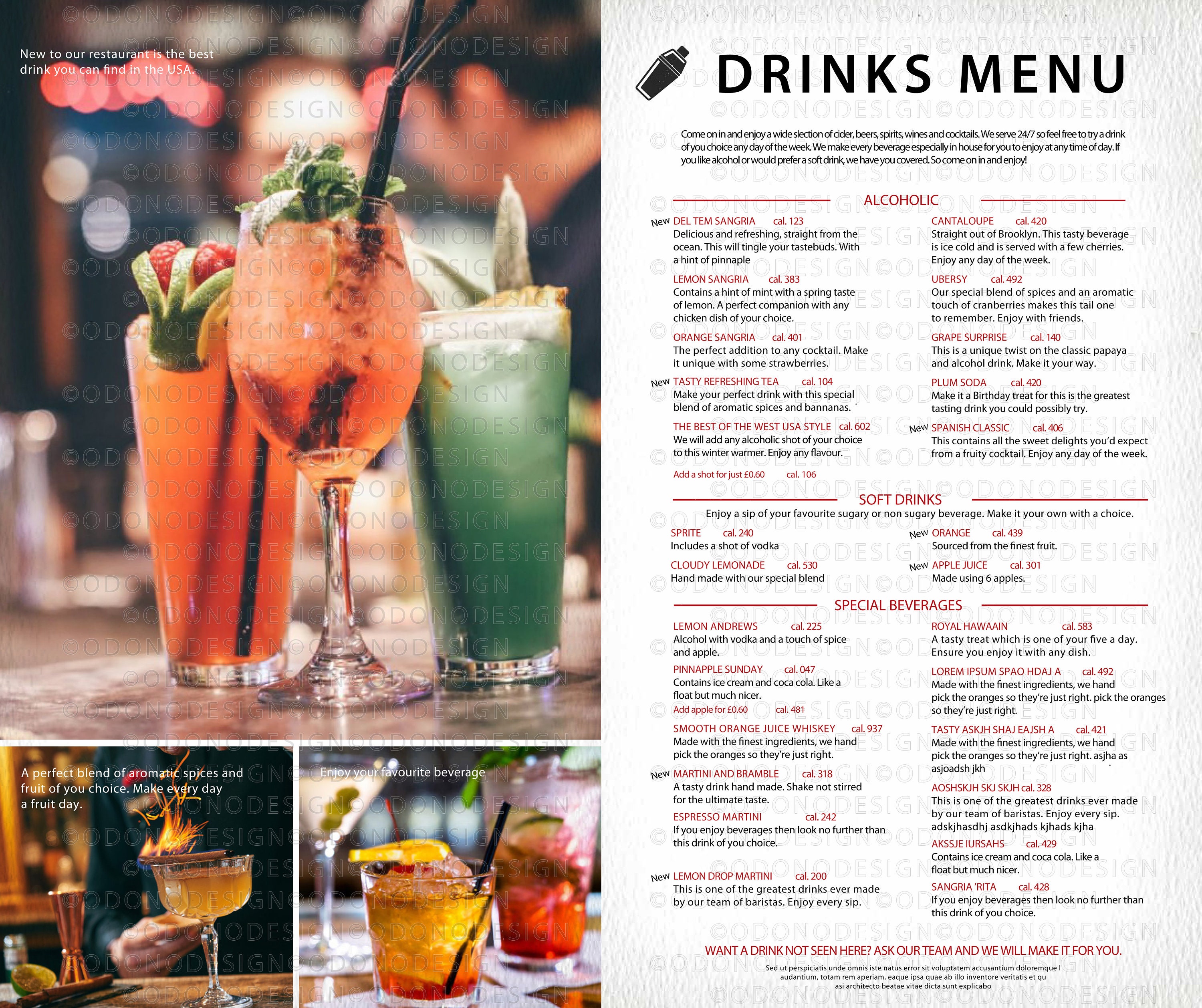 Restaurant Menu Template Microsoft Word MS. Print From Home Artwork ...