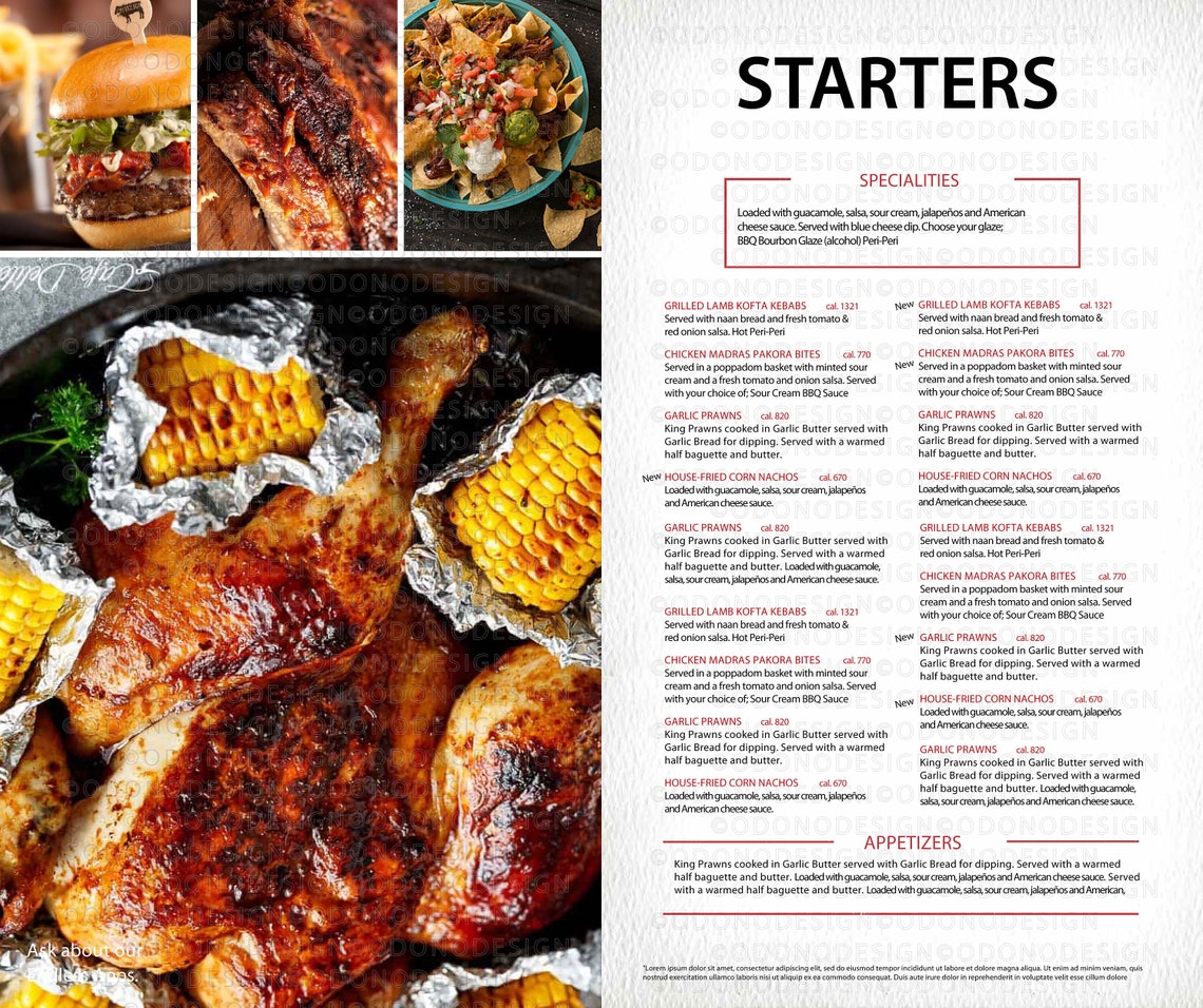 Restaurant Menu Template Microsoft Word MS. Print From Home Artwork ...