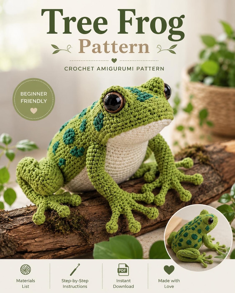 Realistic Frog Crochet Pattern | Amigurumi Woodland Plush Tutorial (PDF ...