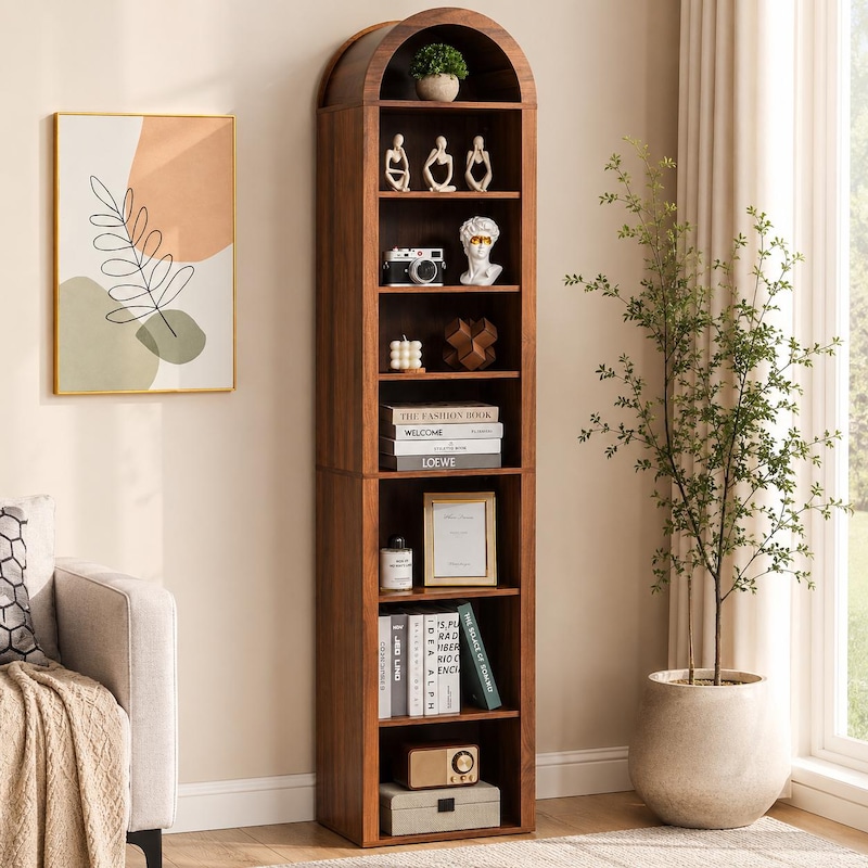 Walnut Arched Bookcase - Etsy