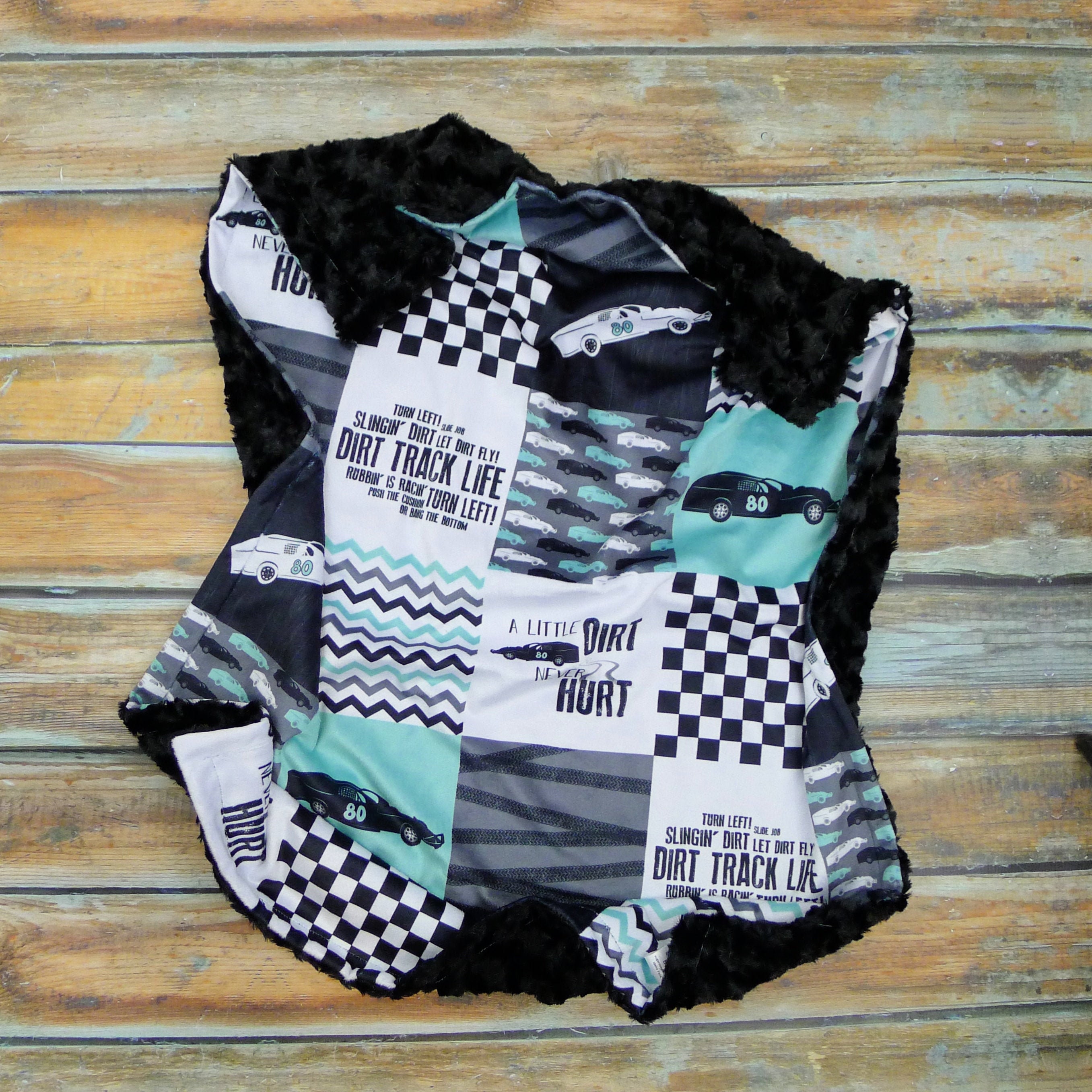 Racing Minky Blanket Race Car Minky Faux Patchwork Race - Etsy
