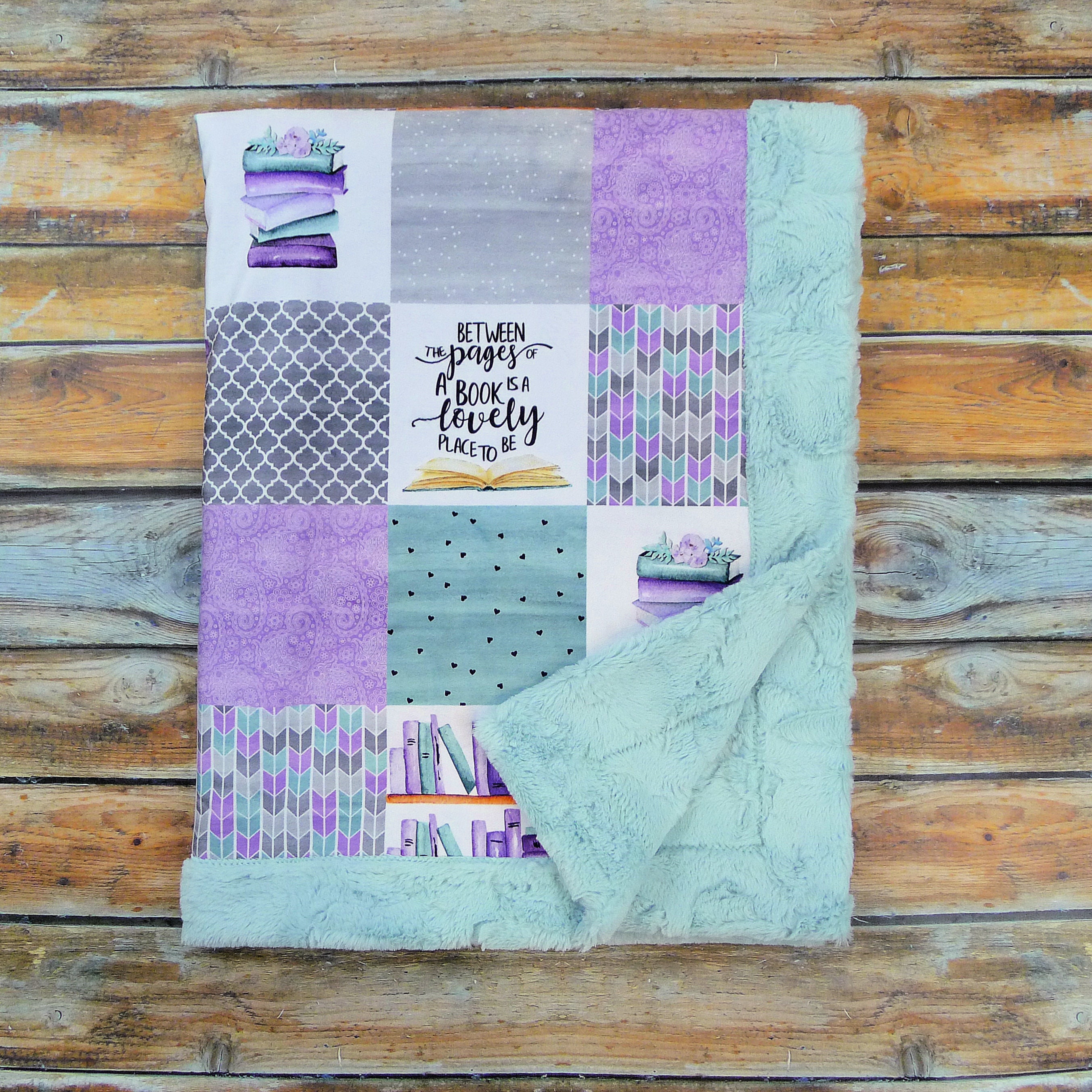 Reading Blanket - Book Blanket - Books Blanket - Librarian Gift - Minky ...