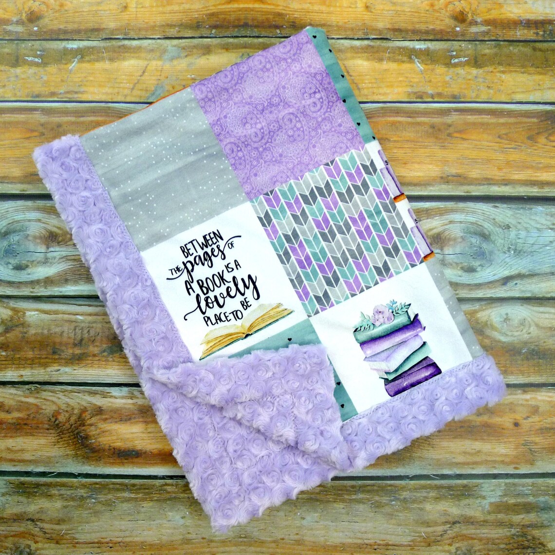 Reading Blanket - Book Blanket - Books Blanket - Librarian Gift - Minky ...