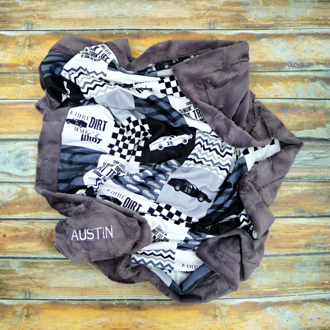 Personalized Race Car Blanket - Minky Blanket - Name Blanket - Faux ...