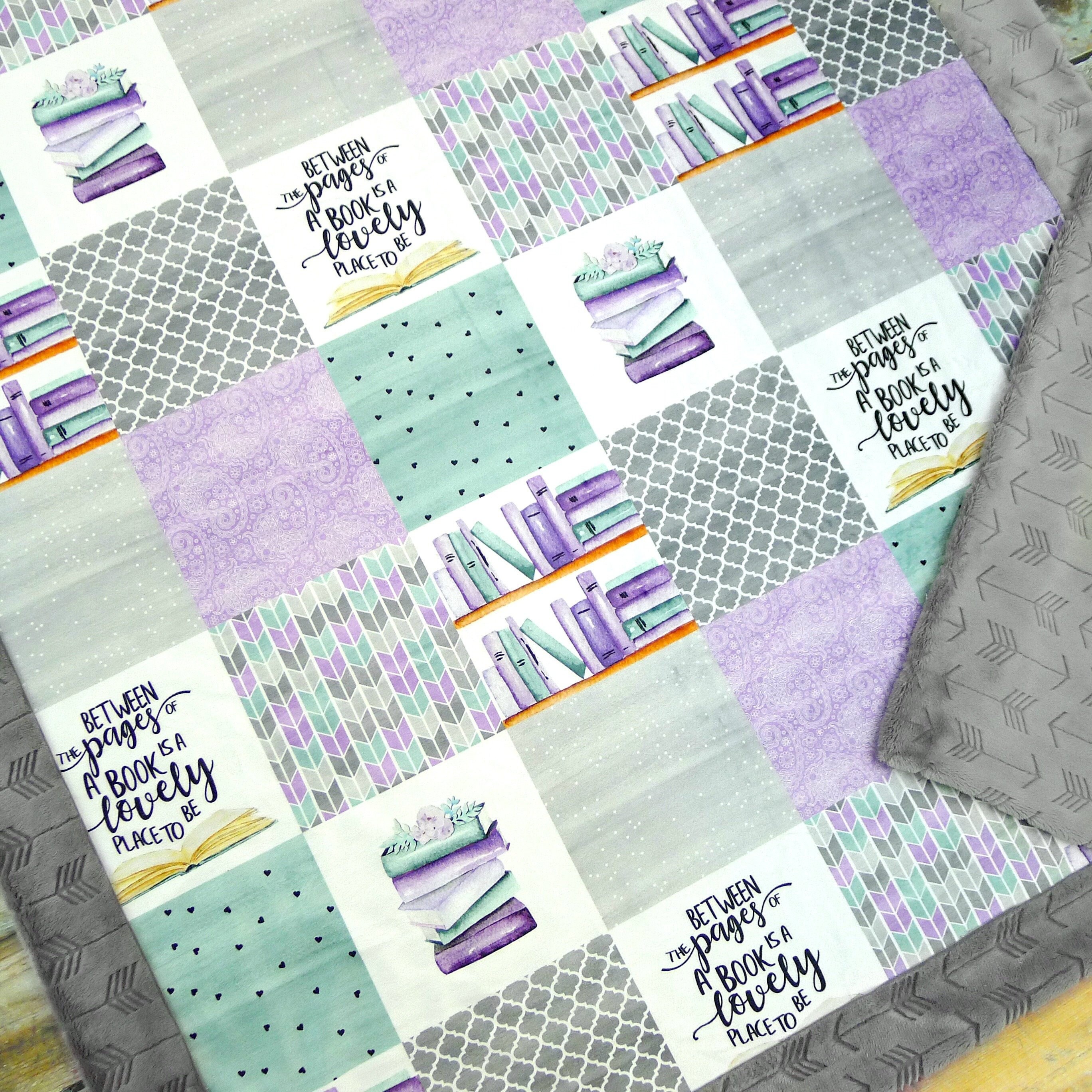 Reading Blanket - Book Blanket - Books Blanket - Librarian Gift - Minky ...