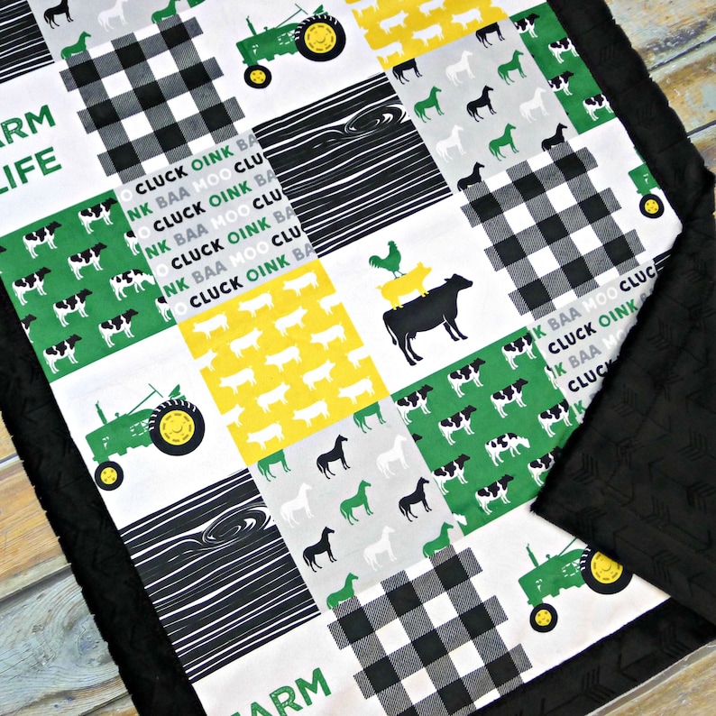 Green Farm Life Minky Blanket Farm Blanket Green Tractor - Etsy