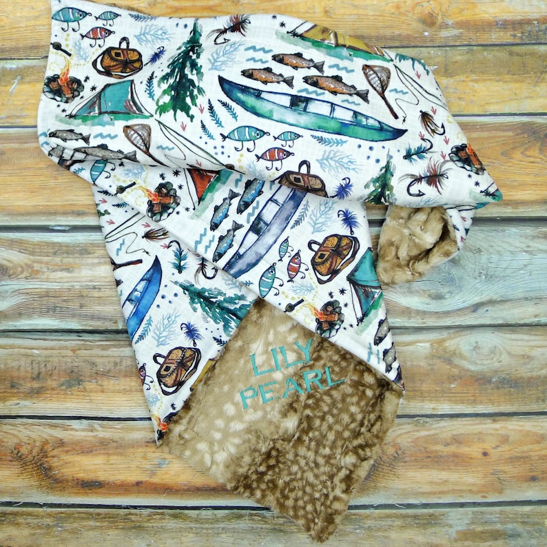 Personalized Fishing Blanket - Fishing Minky Blanket - Name Blanket ...