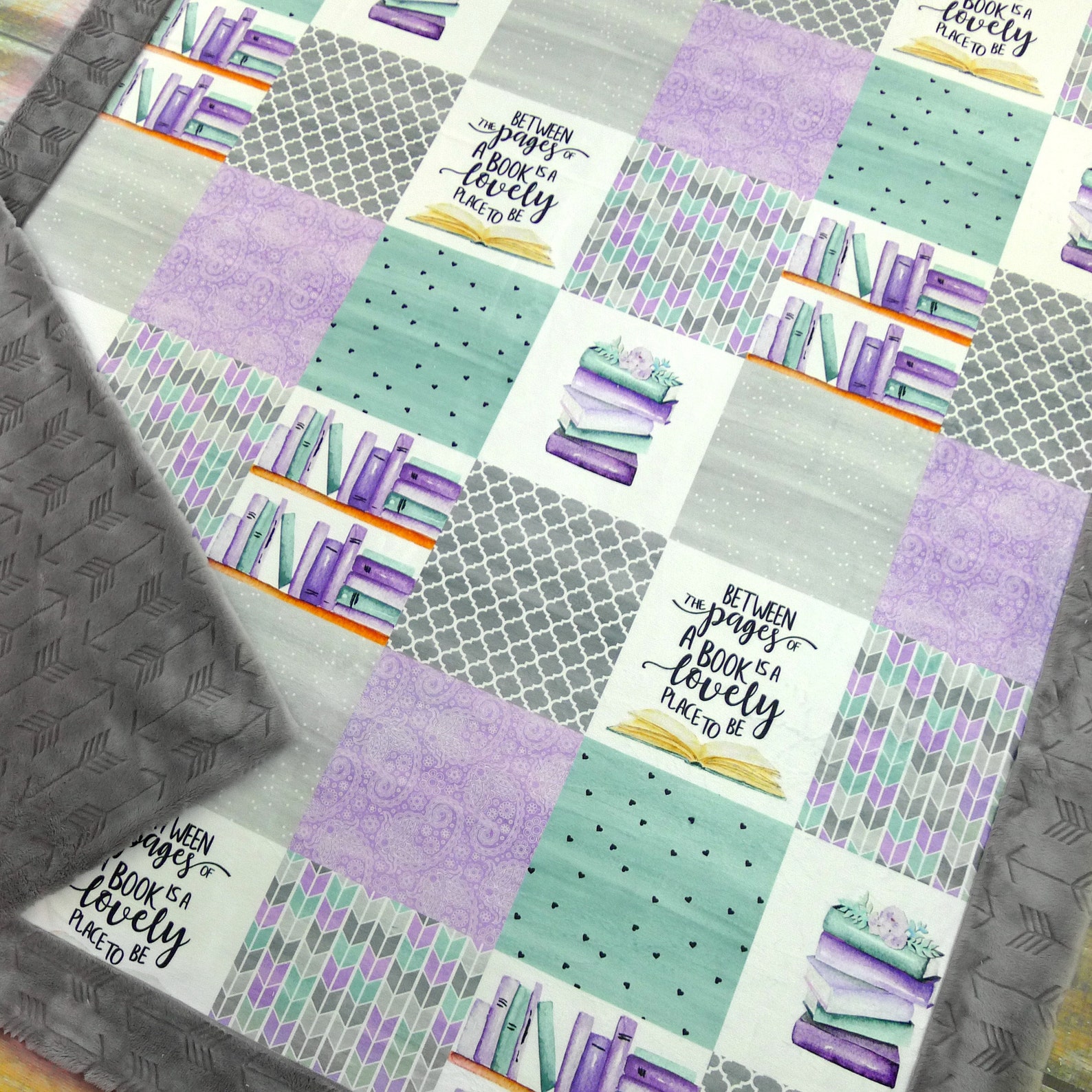 Reading Blanket - Book Blanket - Books Blanket - Librarian Gift - Minky ...