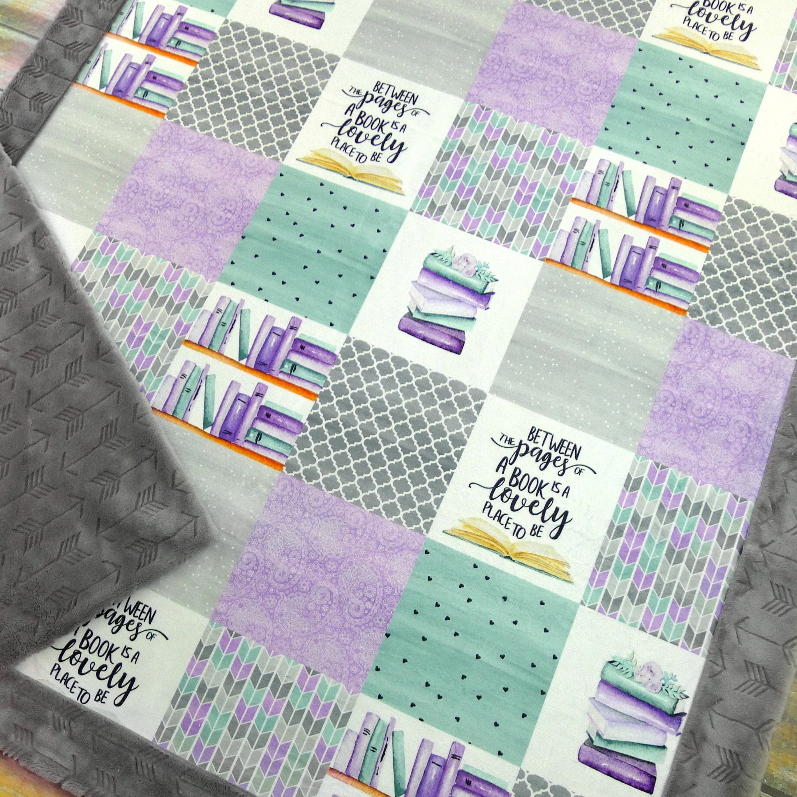 Reading Blanket - Book Blanket - Books Blanket - Librarian Gift - Minky ...